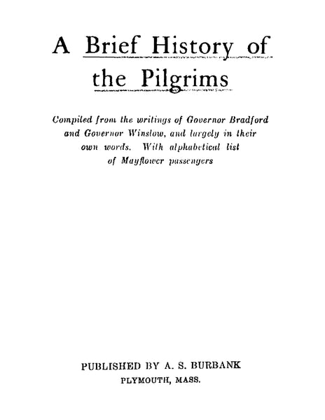 PILGRIMS, MA: A Brief History of the Pilgrims (Softcover) – Higginson ...