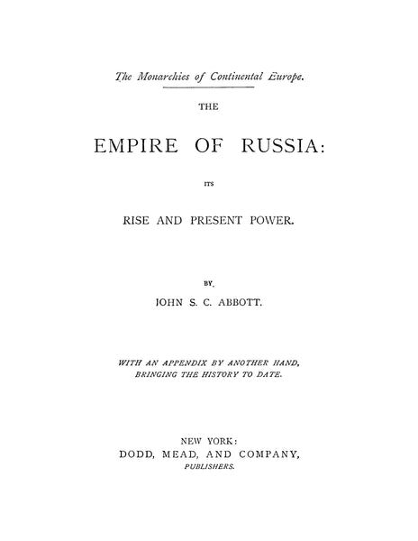RUSSIA: The Empire of Russia: its Rise and Present Power – Higginson ...