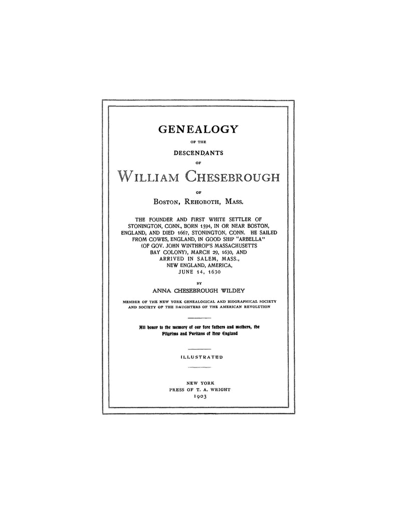 CHESEBROUGH: Genealogy of the Descendants of William Chesebrough of Bo ...