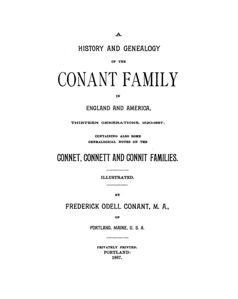 CONANT: History and Genealogy of the Conant family in England and Amer ...