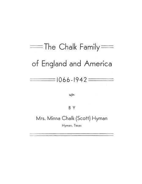 CHALK: The Chalk Family of England & America 1942 – Higginson Book ...