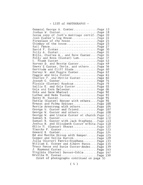 CUSTER: The Ancestry and Descendants of Joshua W. Custer 1981 (Softcov ...