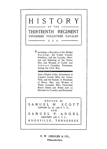 13th CAVALRY, TN: History of the Thirteenth Regiment Tennessee Volunte ...