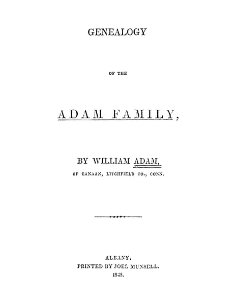 ADAM: Genealogy of the Adam Family (Softcover) – Higginson Book Company ...