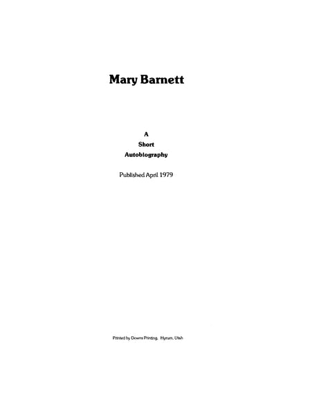 BARNETT: Mary Barnett - A Short Autobiography (Softcover) – Higginson ...