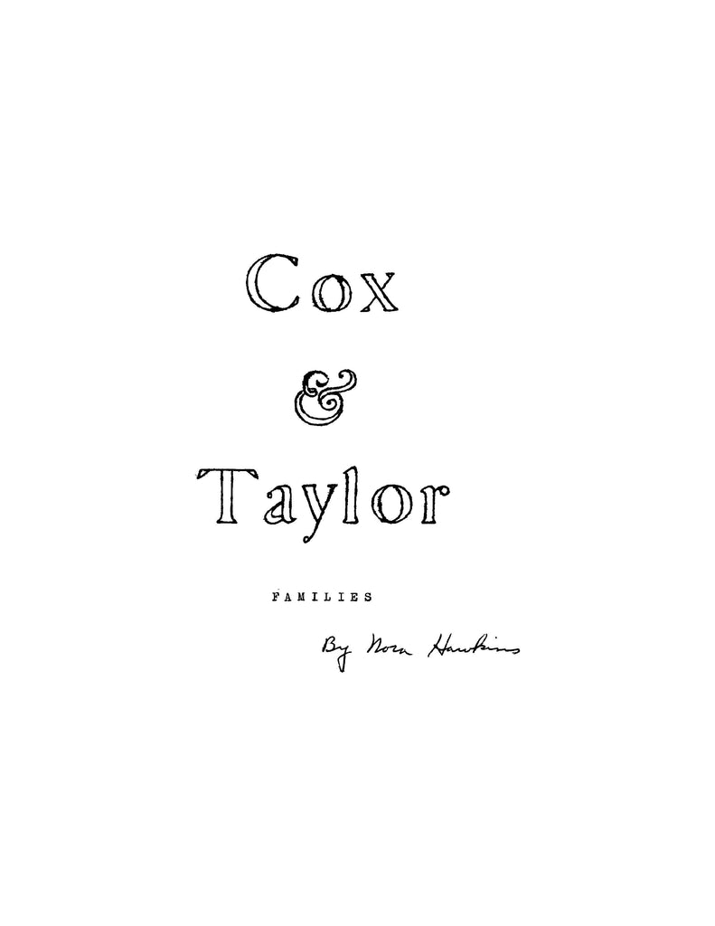 COX-TAYLOR: Cox and Taylor Families (Softcover) – Higginson Book ...
