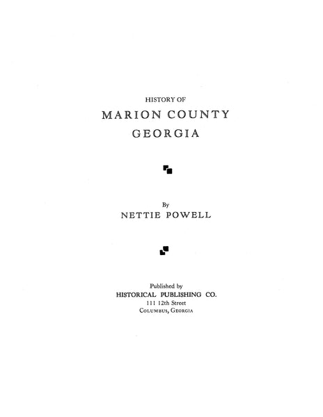MARION, GA: History of Marion County, Georgia – Higginson Book Company, LLC