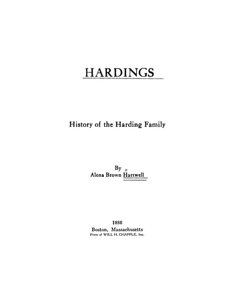 HARDING: Hardings, History of the Harding Family (Softcover ...