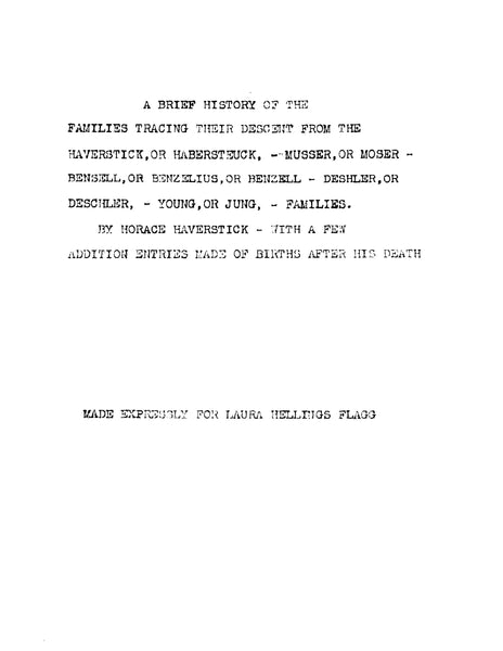 HAVERSTICK: A Brief History of the Families Tracing their Descent from ...