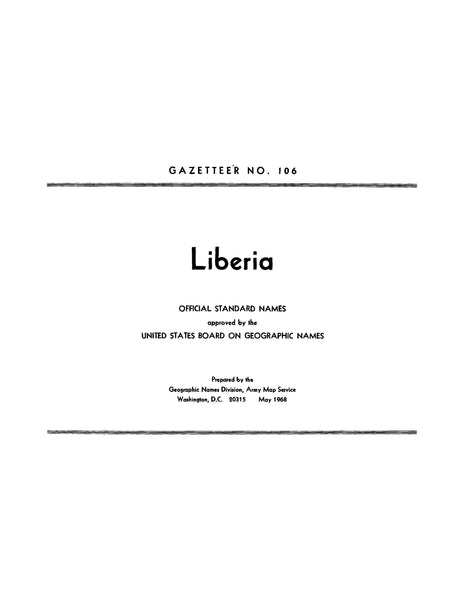 LIBERIA: Liberia, Official Standard Names Approved by the United State ...
