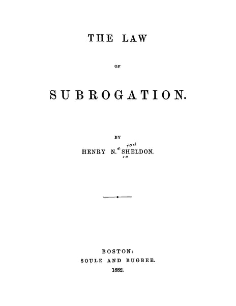 The Law of Subrogation – Higginson Book Company, LLC