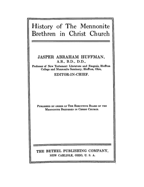 History of the Mennonite Brethren in Christ Church – Higginson Book ...