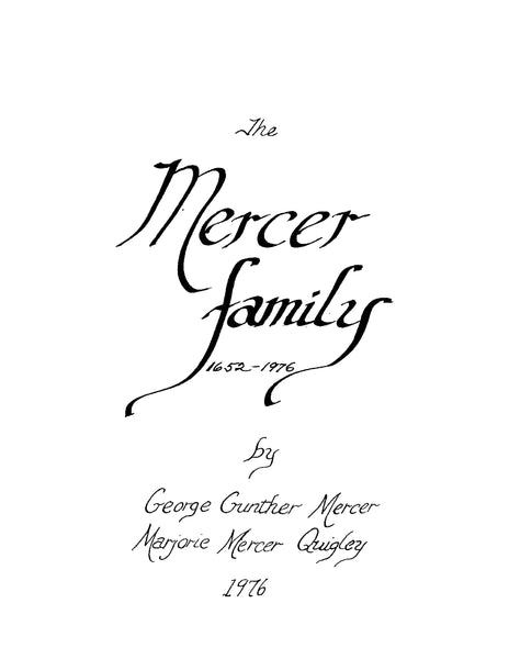 MERCER: The Mercer Family 1652-1976 – Higginson Book Company, LLC
