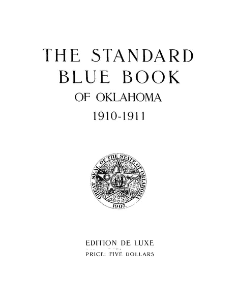 BLUE BOOK, OK: The Standard Blue Book of Oklahoma 1910-1911 – Higginson ...