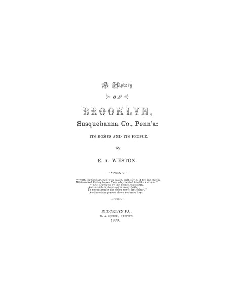 BROOKLYN, PA: A History of Brooklyn, Susquehanna Co, PA: Its Homes and ...