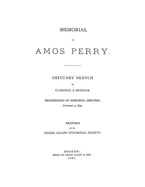 PERRY: Memorial of Amos Perry - Obituary Sketch (Softcover) – Higginson ...