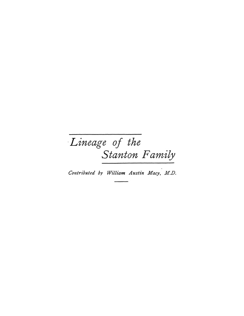 STANTON: Lineage of the Stanton Family (Softcover) – Higginson Book ...
