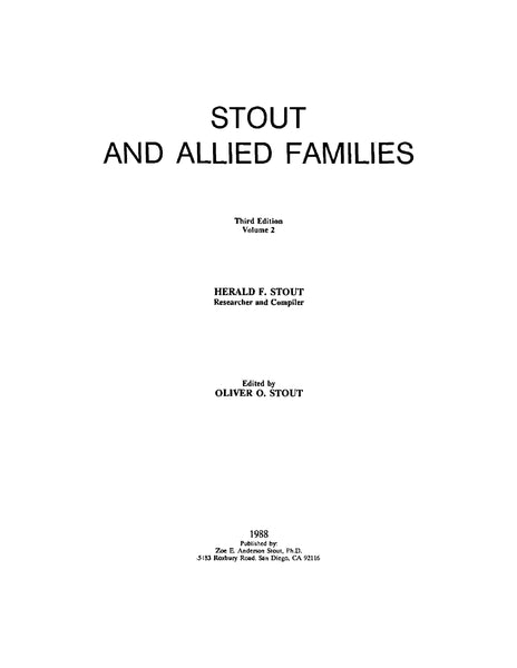 STOUT: Stout and Allied Families, Third Edition 1986 (Hardcover ...