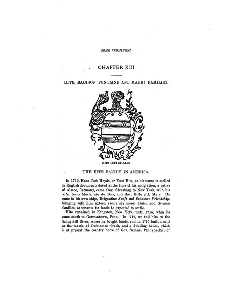 HITE: Hite family in America, Extracted from Some Prominent Virginia F ...