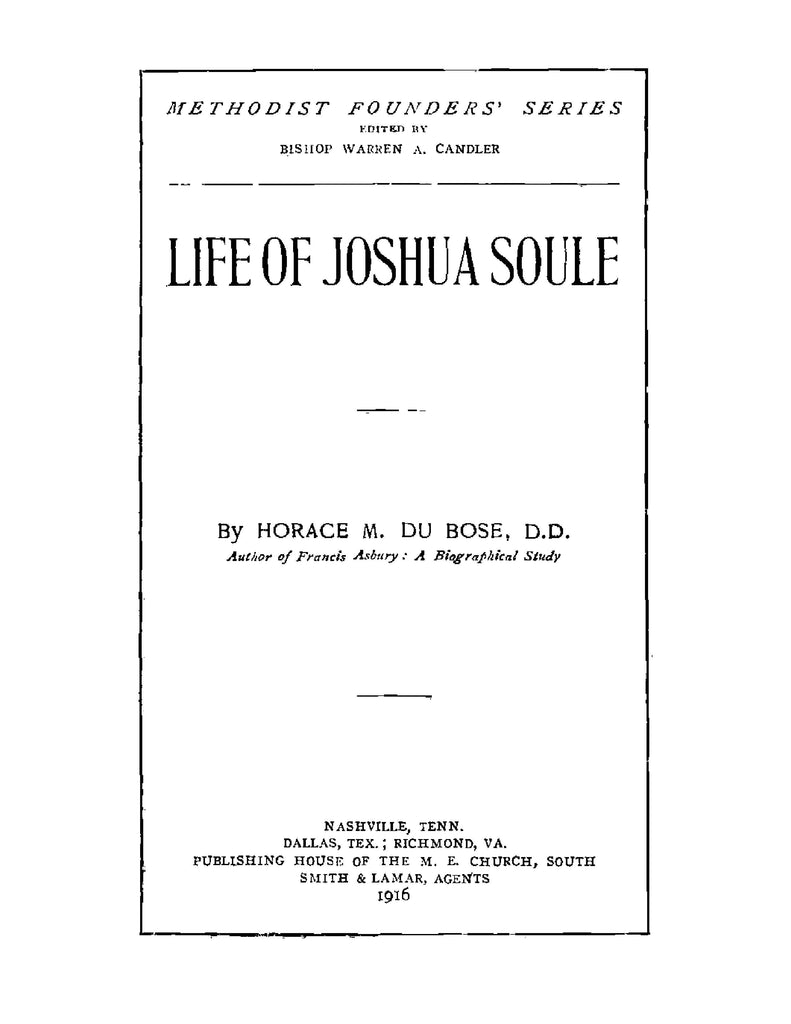 SOULE: Life of Joshua Soule – Higginson Book Company, LLC