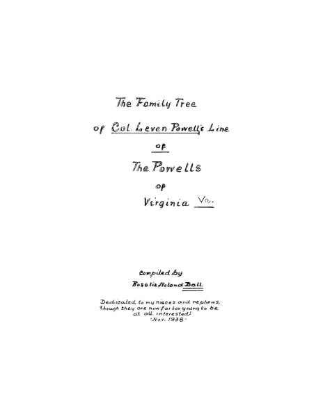 POWELL: The Family Tree of Col Leven Powell's Line of the Powells of V ...