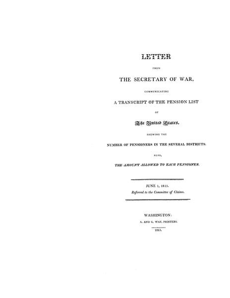 REVOLUTION: Letter from the Secretary of War Communicating a Transcrip ...