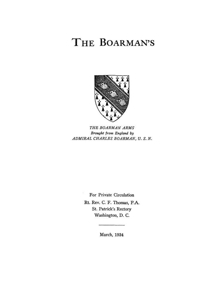 BOARMAN: The Boarmans of England and Maryland – Higginson Book Company, LLC