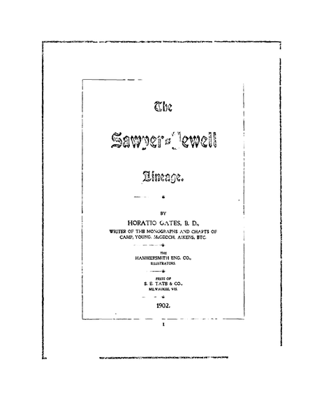 SAWYER: The Sawyer-Jewel Lineage – Higginson Book Company, LLC