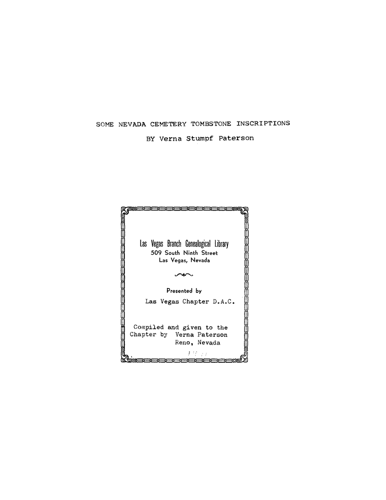 NV: Some Nevada Cemetery Tombstone Inscriptions (Softcover) – Higginson ...