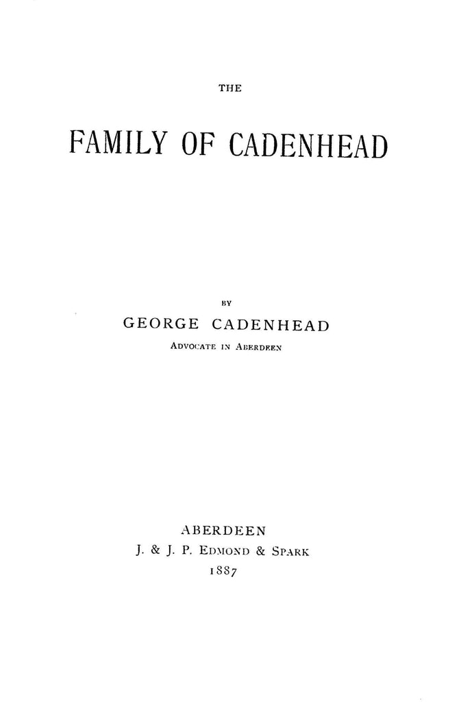 CADENHEAD: Family of Cadenhead 1887 – Higginson Book Company, LLC