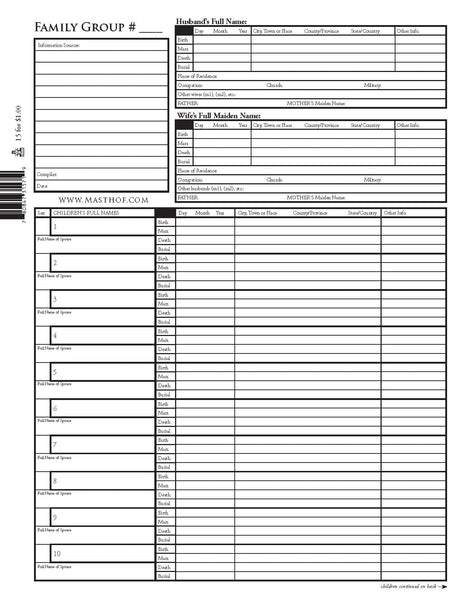 Family Group Sheets for Genealogy Records – Higginson Book Company, LLC