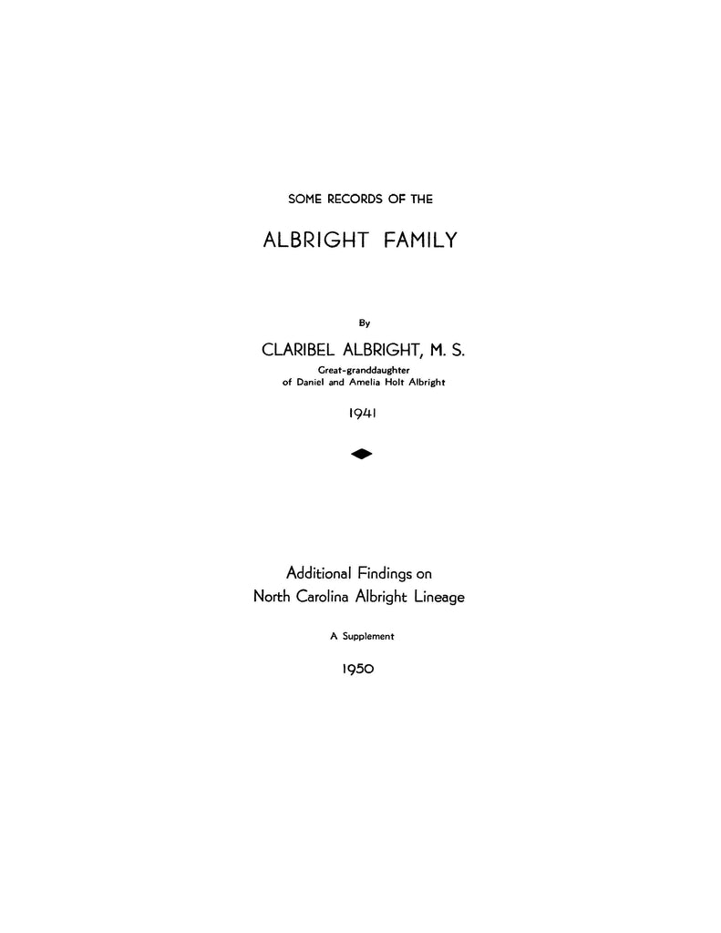 ALBRIGHT: Some Records of the Albright Family, with Additional Finding ...