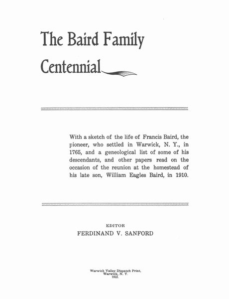 BAIRD Family Centennial – Higginson Book Company, LLC